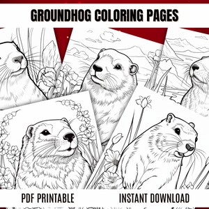 Printable Groundhog Day Adult Coloring Pages, Groundhog Coloring Sheets, Groundhog Party ...