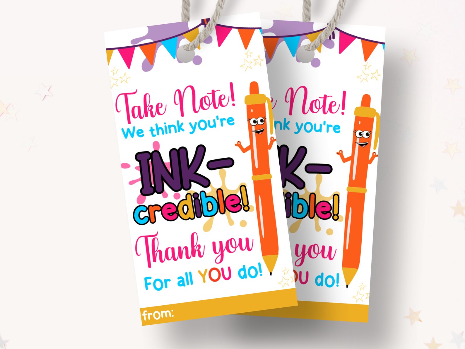 Pen Thank You Gift Tag Teacher Staff Appreciation Week Gift Tag ...