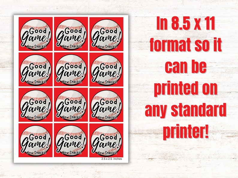 Baseball Game Day Treat Tag Baseball Kids Sports Tag Baseball Team ...