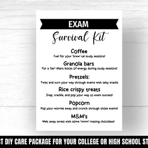 Exam Survival Kit Gift Printable Exam Prep Survival Gift Final Exam ...