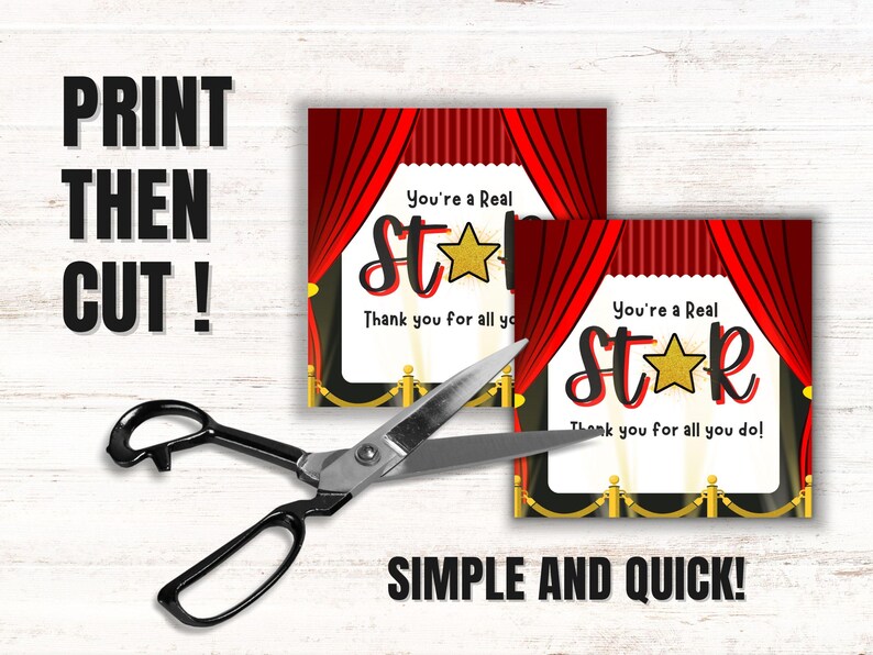 Movie Gift Tag For- Teacher Appreciation Movie Star Themed Tags ...