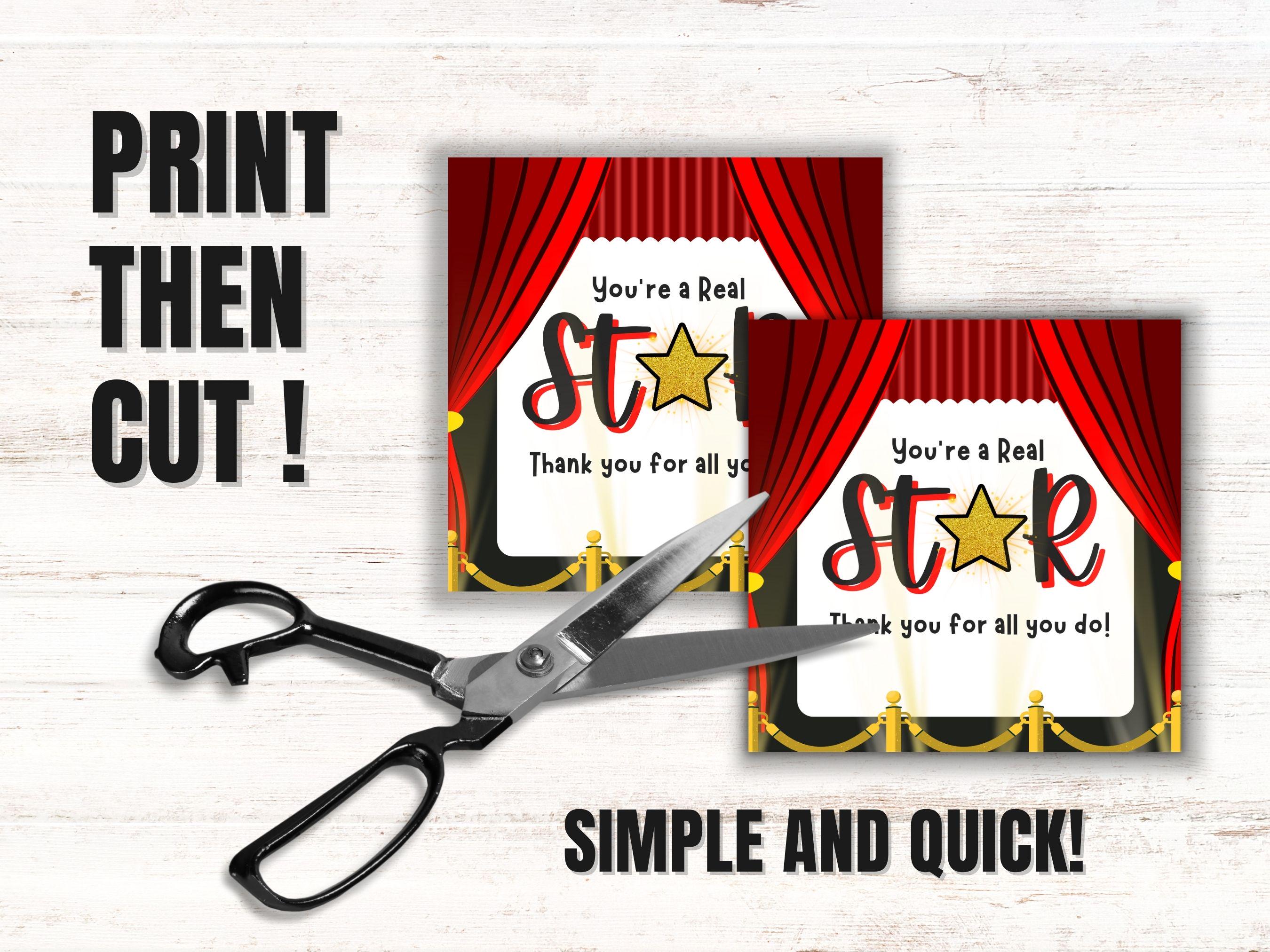 Movie Gift Tag For- Teacher Appreciation Movie Star Themed Tags ...