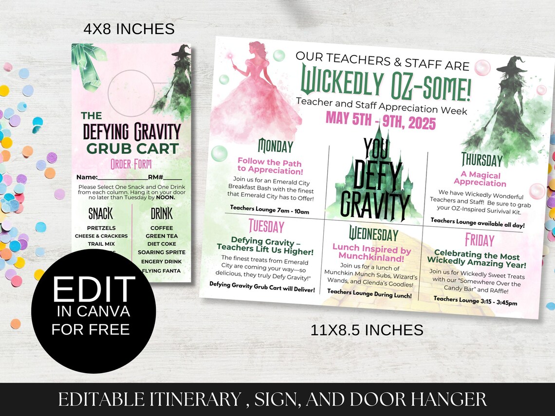Wicked Teacher Appreciation Week Bundle Theme Ideas Editable Teacher ...