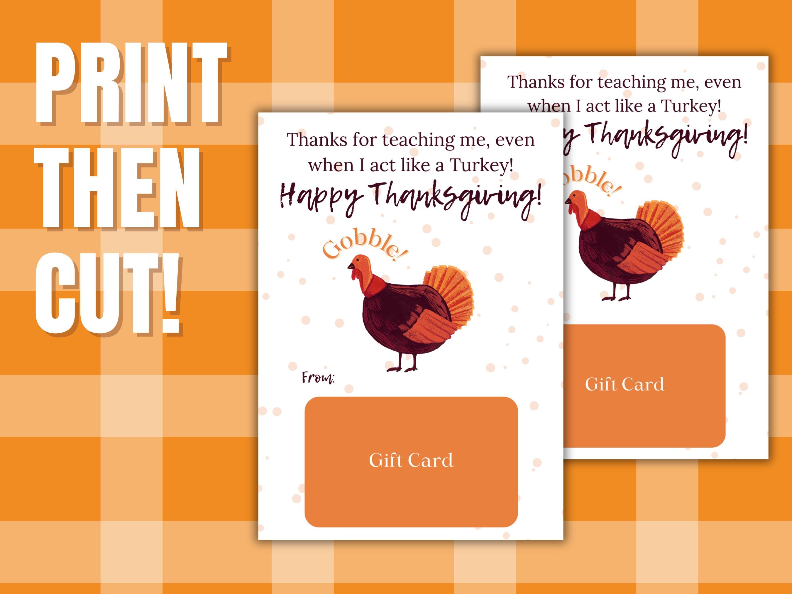 Printable Thanksgiving Teacher Gift Card Holder Thanksgiving - Etsy