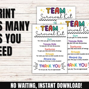 Team Survival Kit Gift Tags Printable Employee Welcome Gift Survival ...