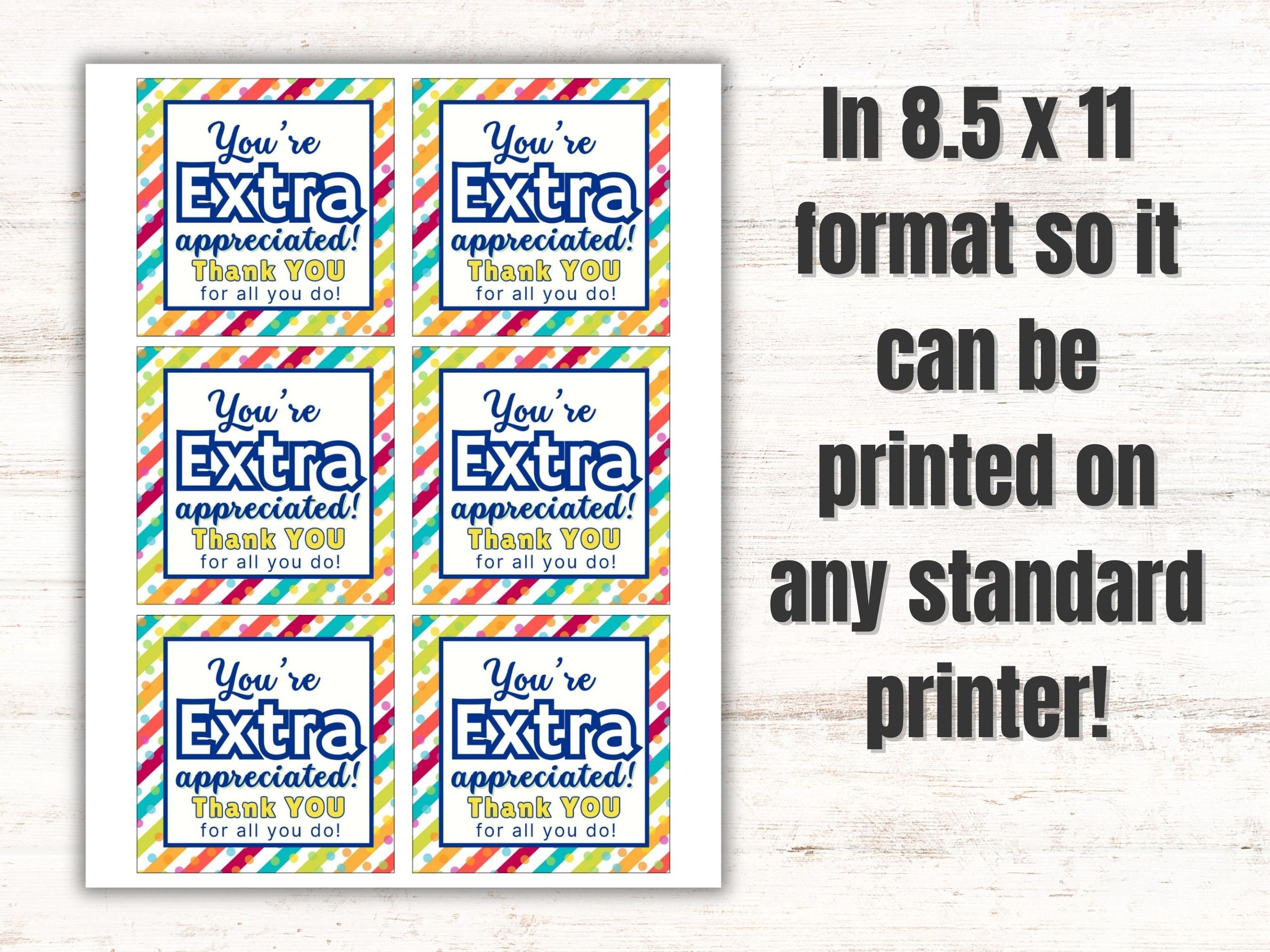 Extra Gum Teacher Appreciation Tags Extra Employee Appreciation Tag ...