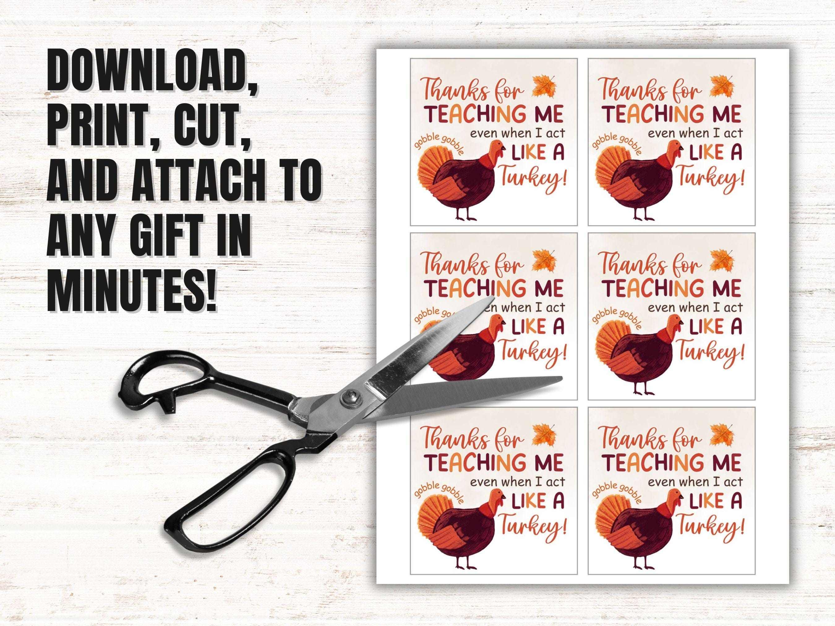 Thanksgiving Teacher Gift Tags Thankful for You Teacher Tag Turkey ...