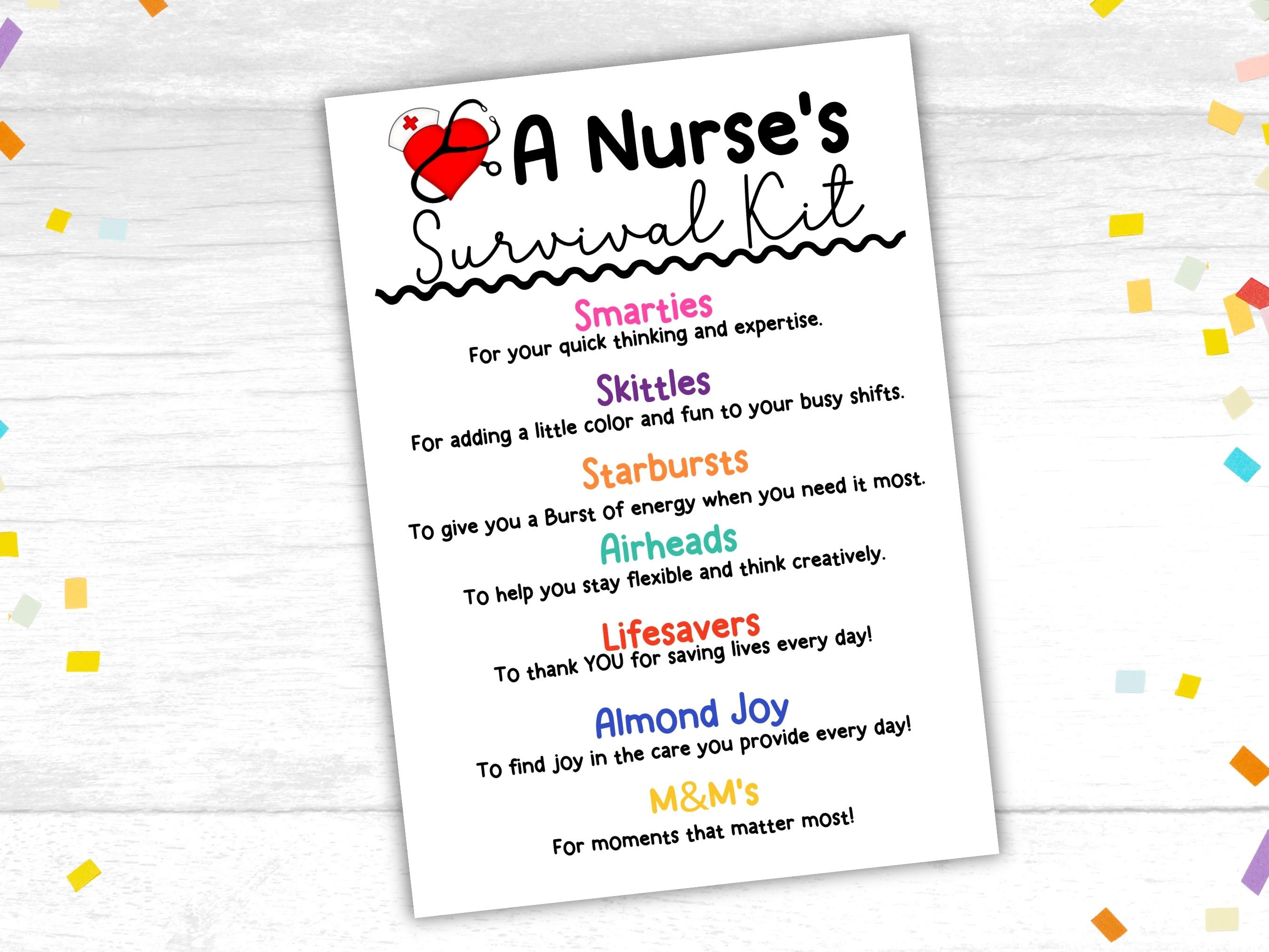 Nurse Survival Kit Gift Tags Printable Nurse Appreciation Gift Tags ...