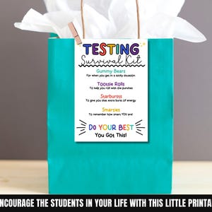 Testing Survival Kit Tags Student Encouragement Testing Classroom Treat ...