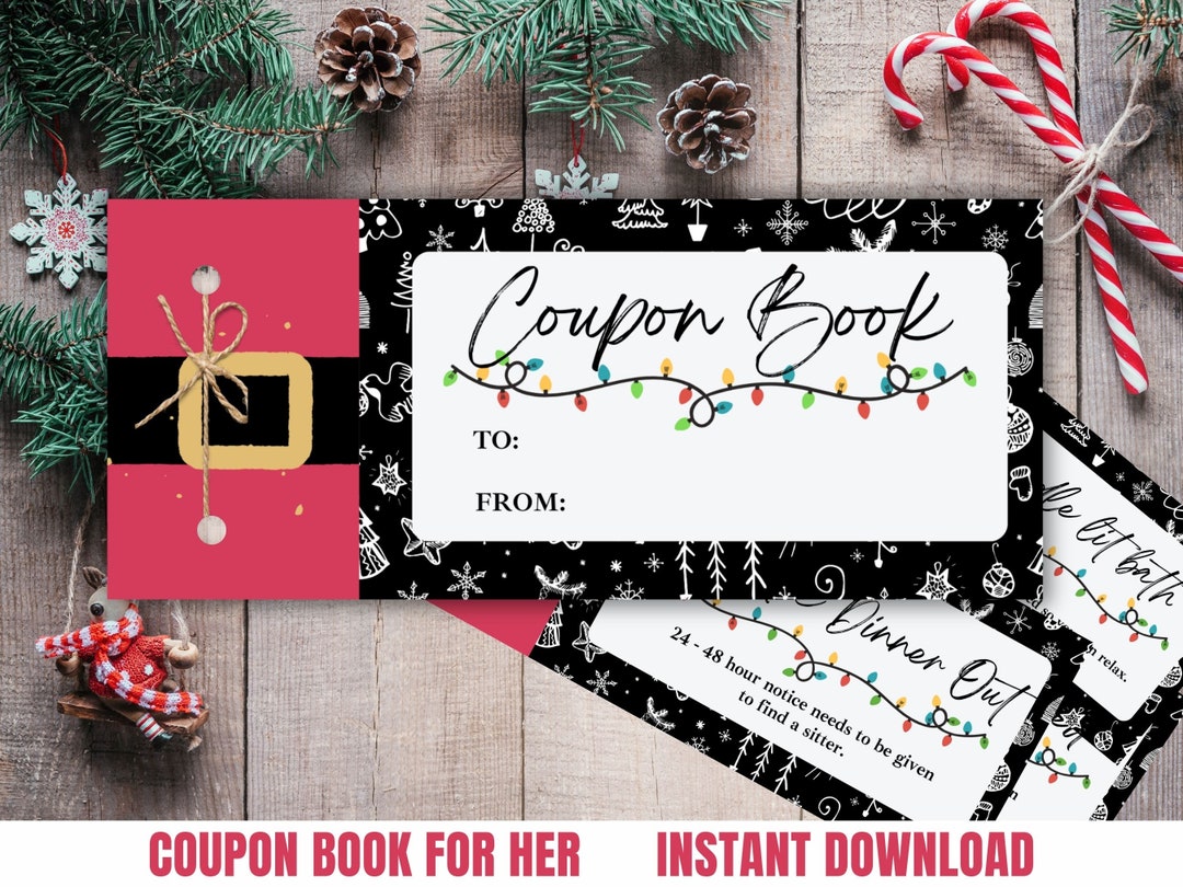 Christmas Coupon Book for Her, Holiday Coupon Book, Gift for Her ...
