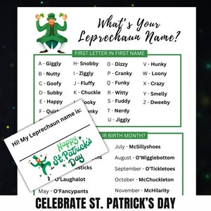 Leprechaun Name Game Printable, Funny Activity and Game for St. Patrick ...