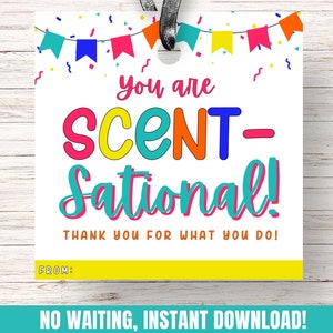 Candle Gift Tag Teacher Appreciation Scent-sational Tag Candle Gift ...