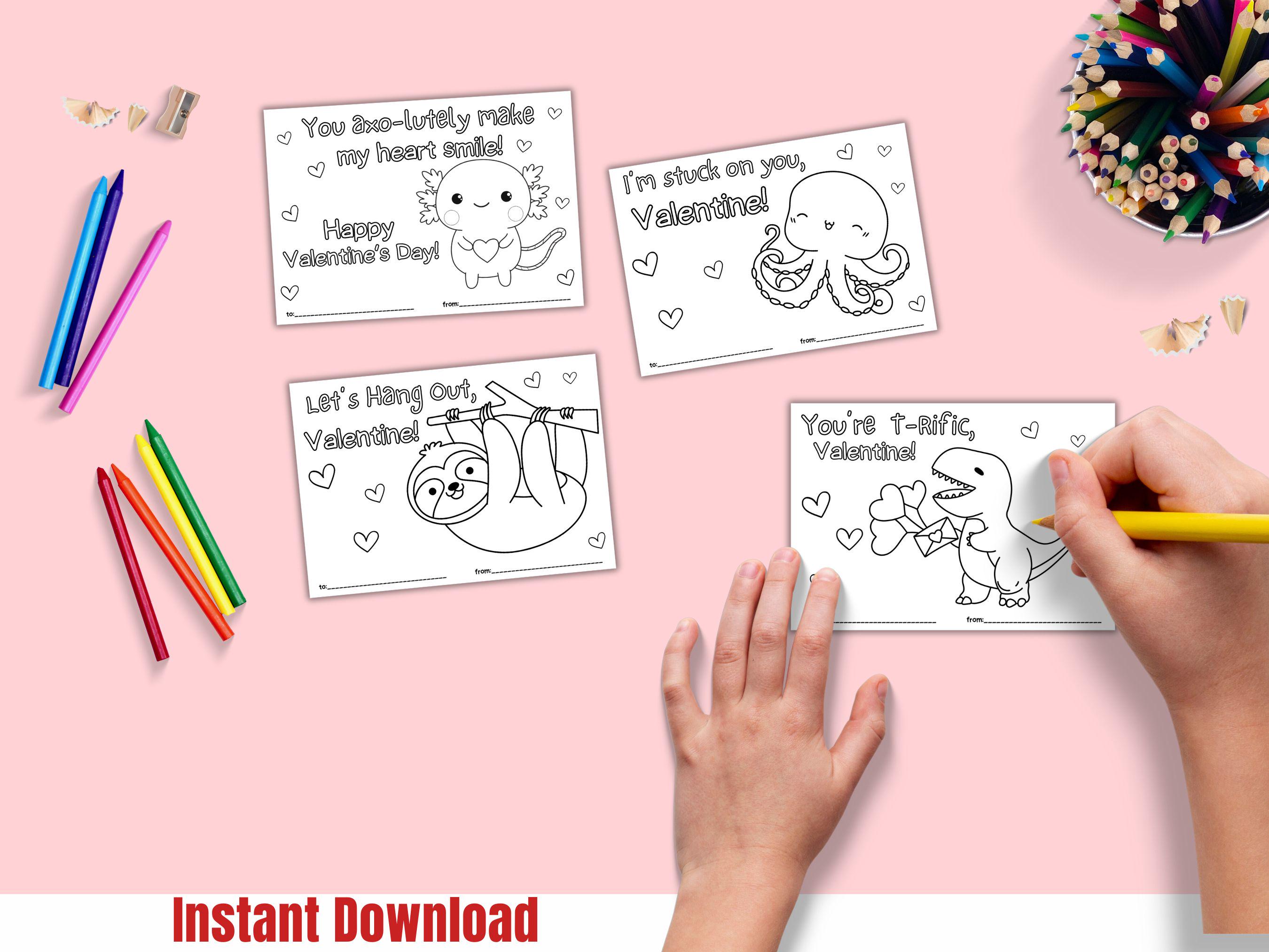 Valentine Class Exchange Coloring Valentinekids-color-valentine's ...