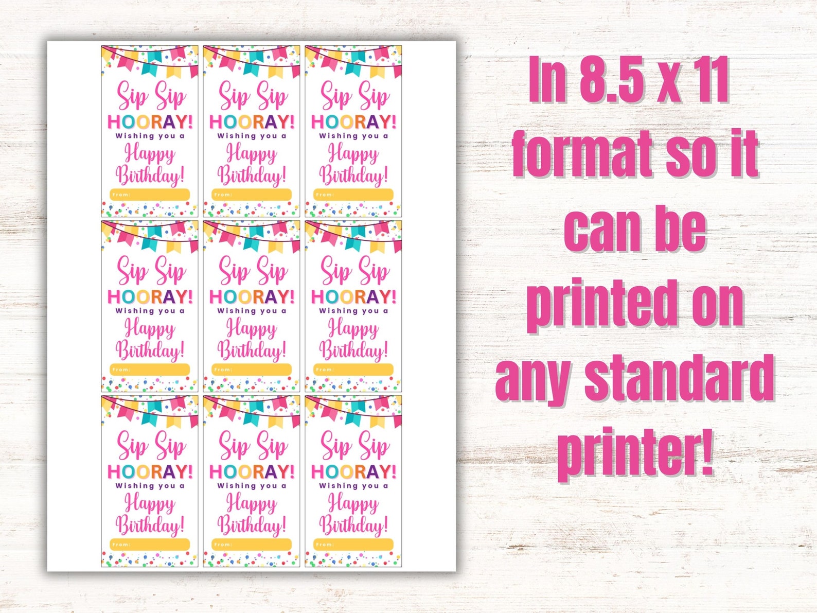 Sip Sip Hooray Birthday Gift Tag Printable Sip Sip Hooray Happy ...