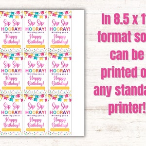 Sip Sip Hooray Birthday Gift Tag Printable Sip Sip Hooray Happy ...
