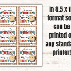 Smores Teacher Tag Teacher Smore Appreciation Tag Printable Smore Tag ...