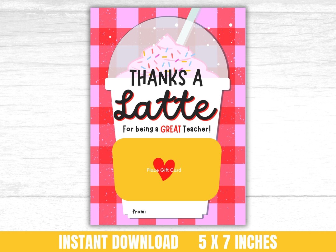 Thanks a Latte Teacher Gift Card Holder, Coffee Teacher Gift Card ...