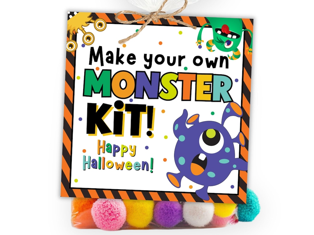 Build Your Own Monster Kit Tag Halloween Non Candy Classroom Gift Build Monster Printable Gift ...