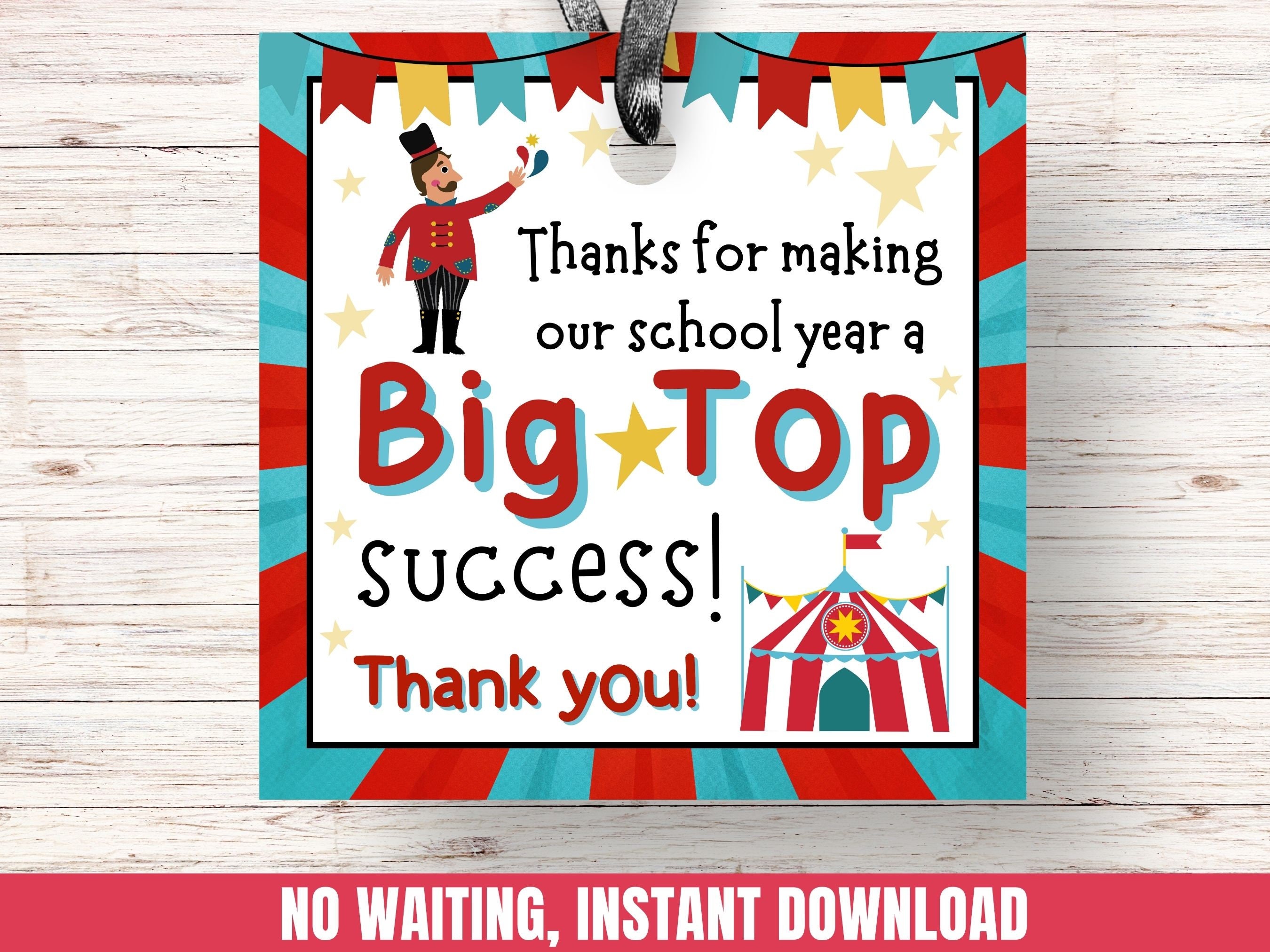 End of School Year Circus Appreciation Gift Tags Teacher Appreciation ...
