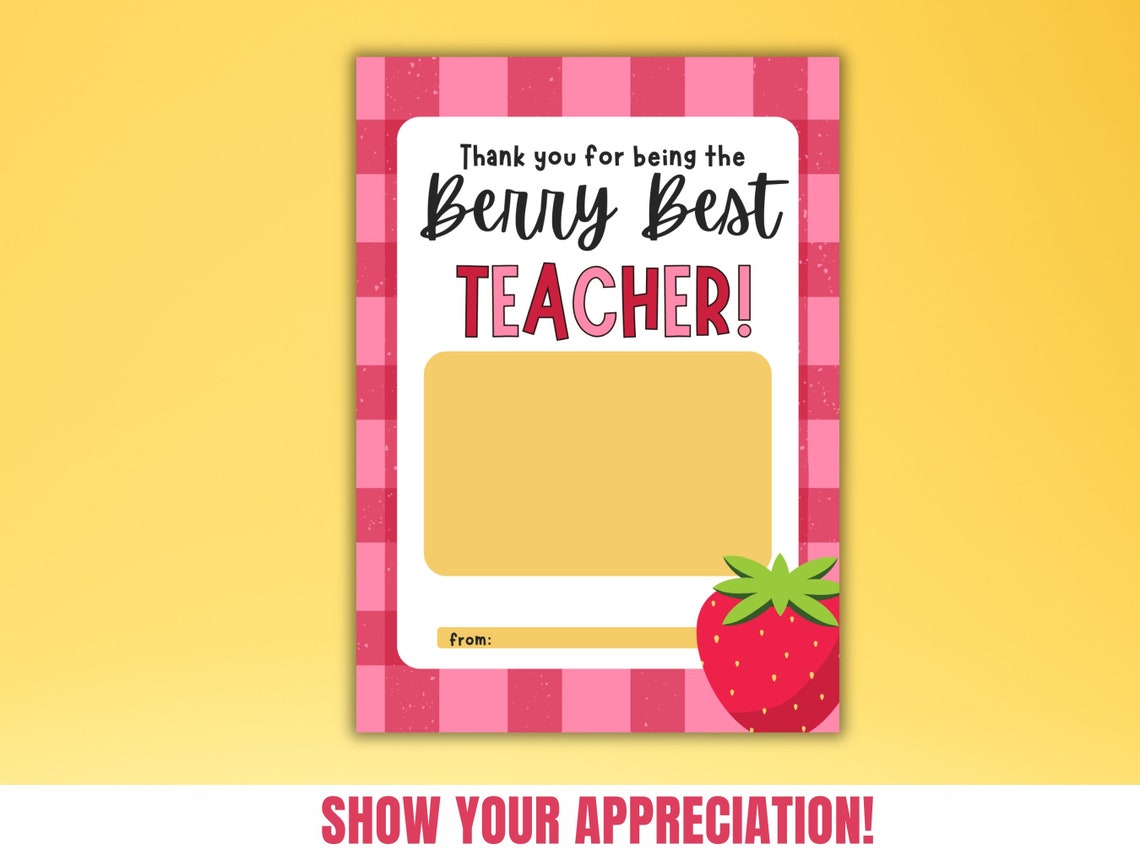 Berry Best Teacher Appreciation Gift Card Holder Primary Teacher ...