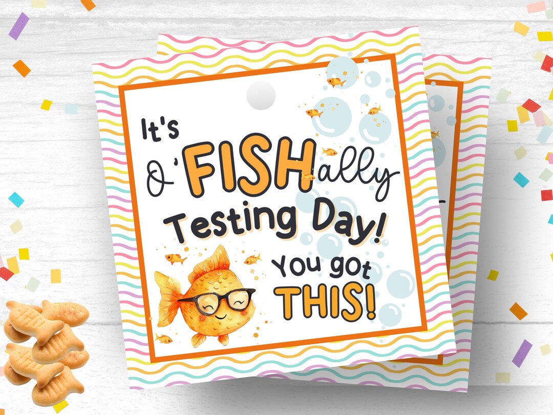 Fish Cracker Good Luck Testing Tag Snack Tags Student Good Luck Test ...