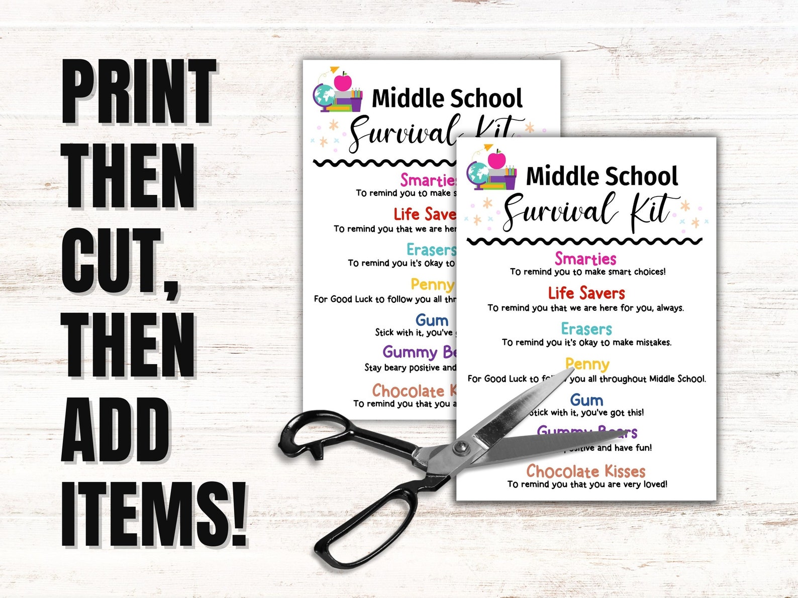 Middle School Survival Gift Tags Printable First Day of High School ...