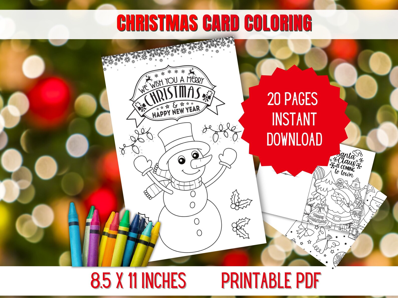 Printable Christmas Cards for Kids to Color, Christmas Coloring Cards ...