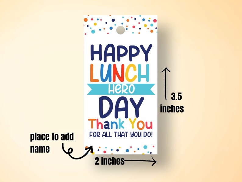 Lunch Hero Day Gift Tag Printable Lunch Hero Thank You Tag Lunch Hero ...