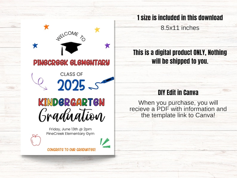 Editable Kindergarten Graduation Ceremony Program– Prek & Preschool ...