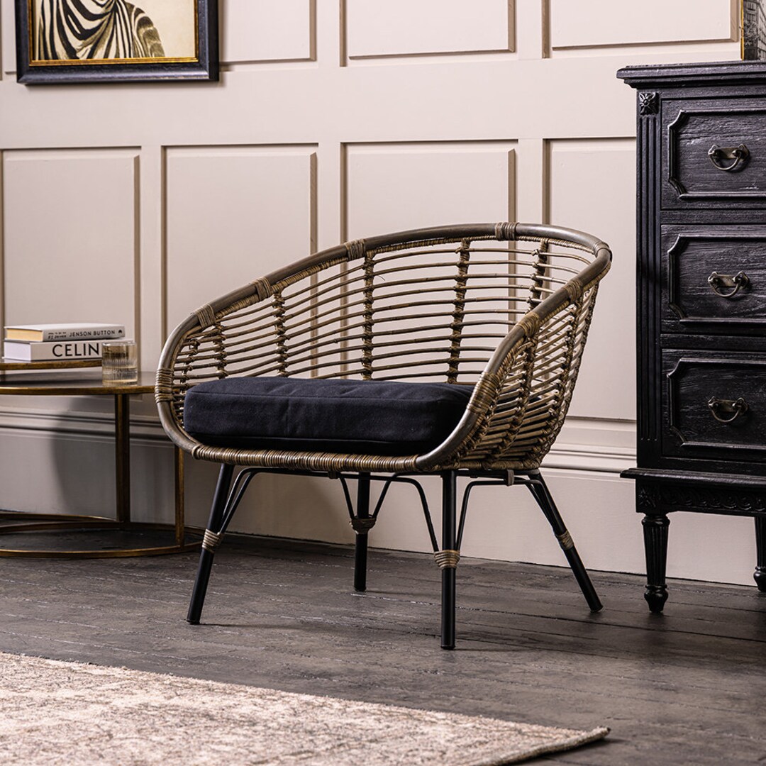 Club Accent Chair Cain Armchair Conservatory Curved Back Grey - Etsy