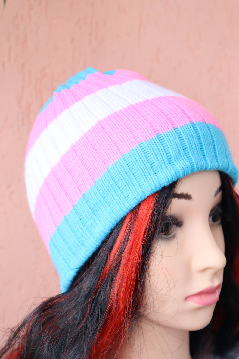 LGBT Trans Beanie Hat Flag Transgender Beanie Knitted Hat | Etsy