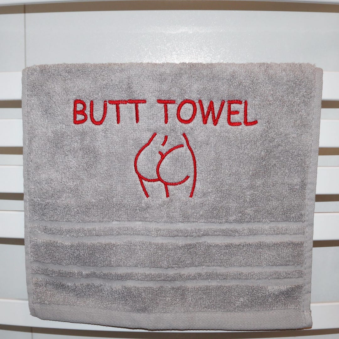 Funny Embroidered Butt Towel – Personalized Bathroom Gag Gift for Him ...