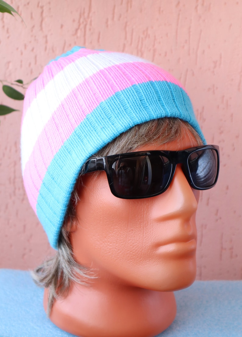 LGBT Trans Beanie Hat Flag Transgender Beanie Knitted Hat | Etsy