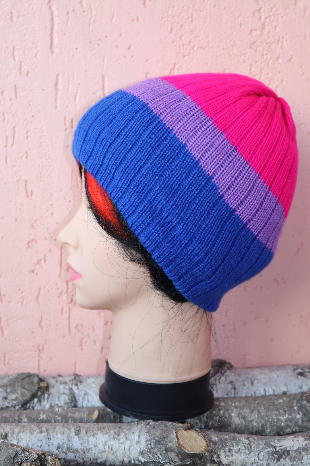 Bi Pride Knit Slouchy Beanie: LGBT Bisexual Pride Hat - Etsy
