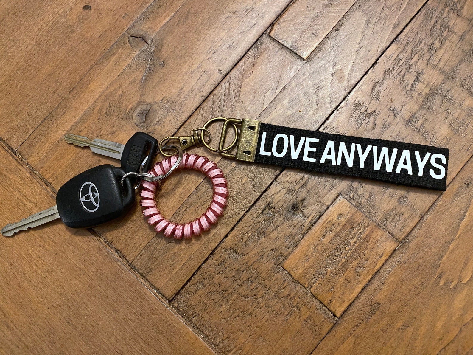 Many Different Messages Natural or Black Fabric Handmade Keychain ...