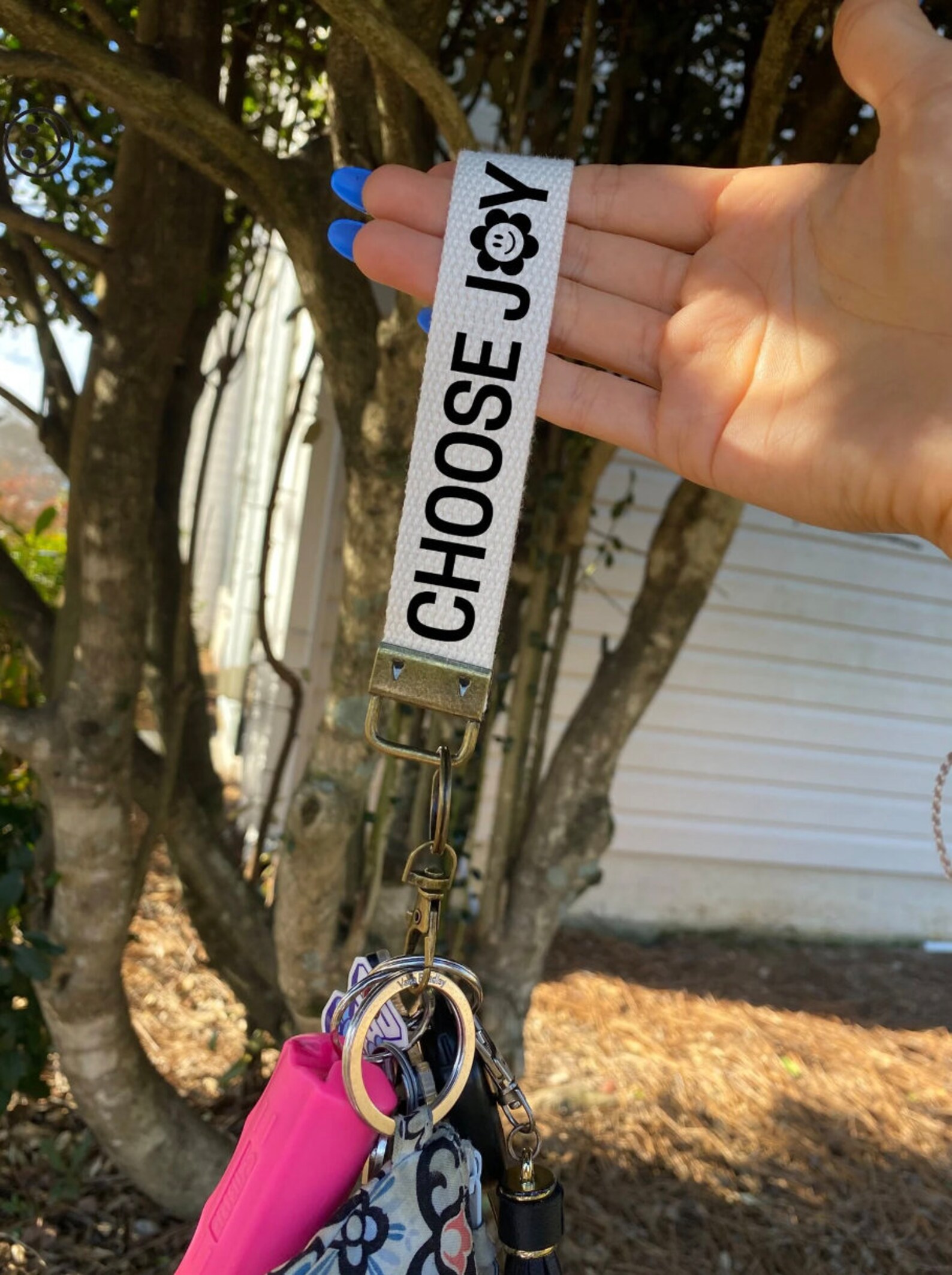 Many Different Messages Natural or Black Fabric Handmade Keychain ...