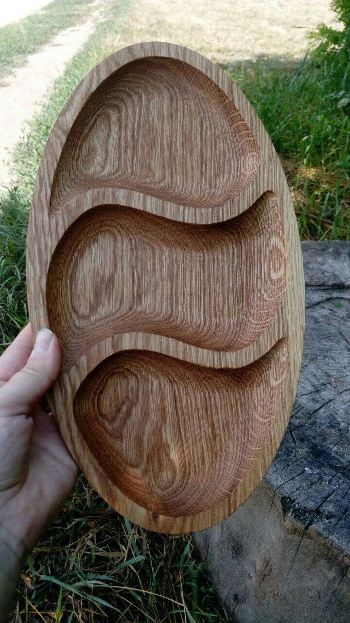 Large Wooden Serving Dish Hand Carved Wooden Bowl Segmented Wood Bowl ...