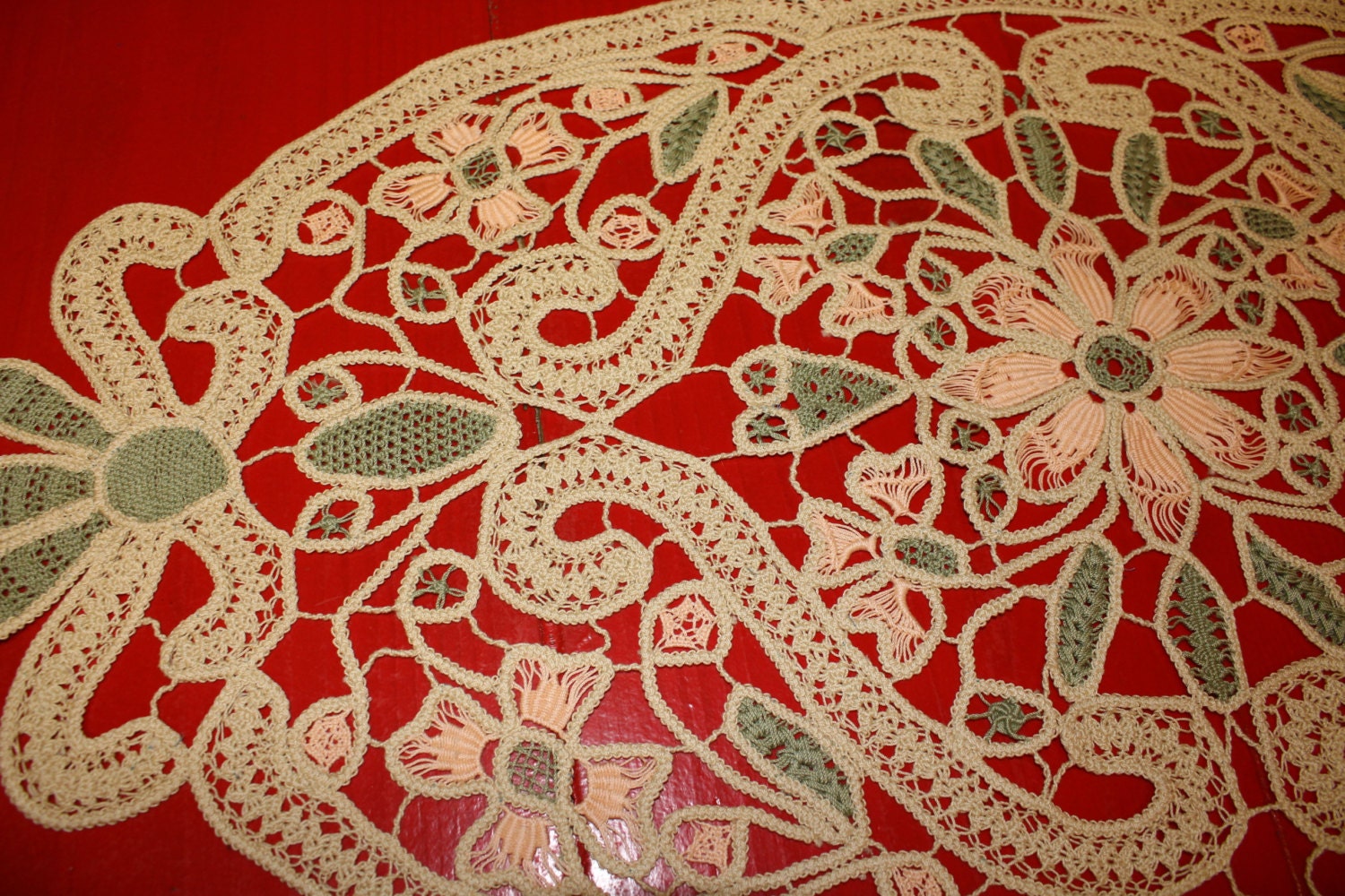 Romanian Point Lace Centerpiece in Pastel Colors Full Bloom - Etsy