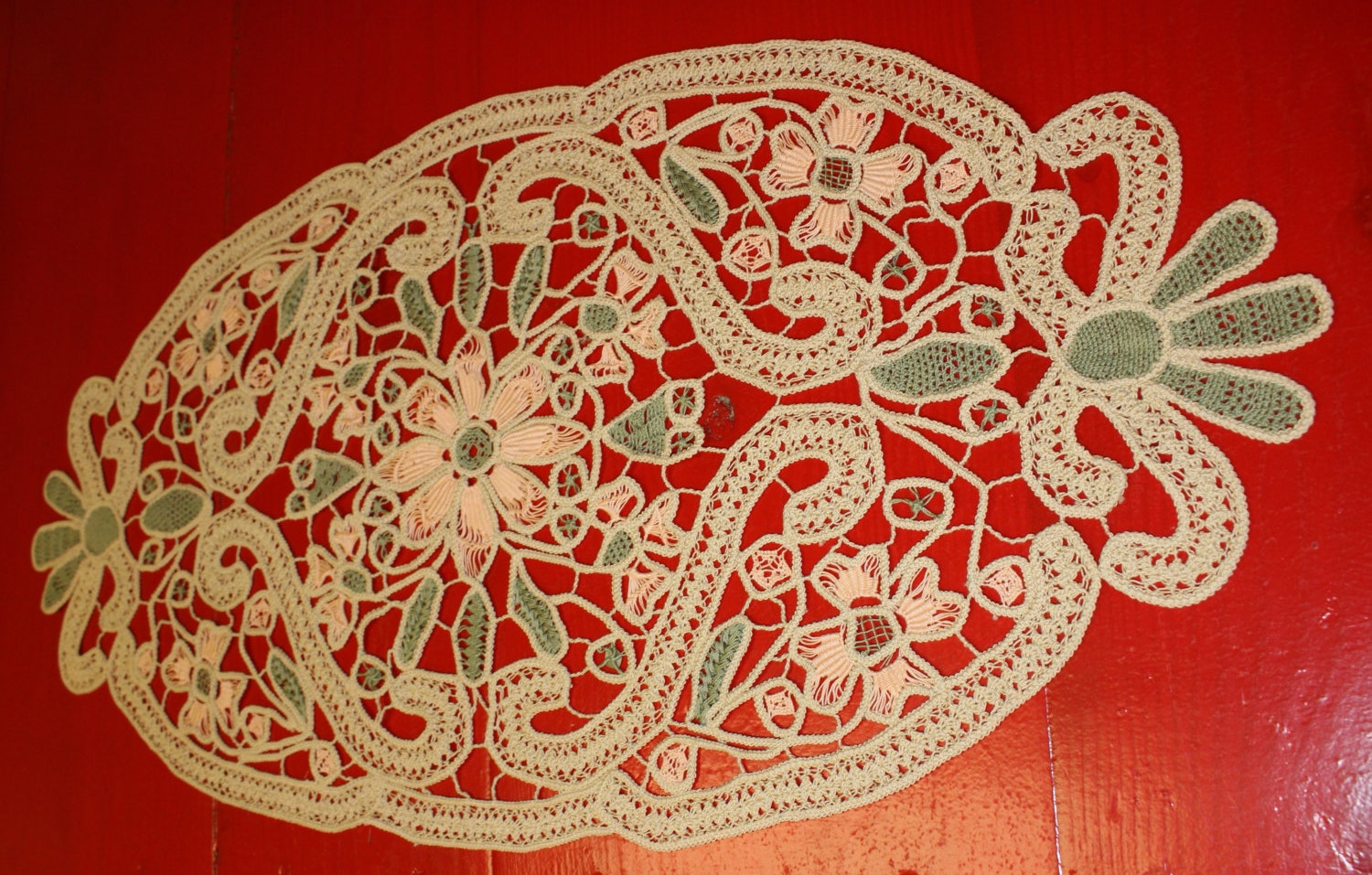 Romanian Point Lace Centerpiece in Pastel Colors Full Bloom - Etsy