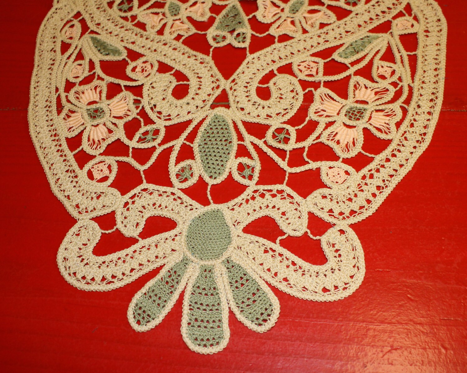 Romanian Point Lace Centerpiece in Pastel Colors Full Bloom - Etsy