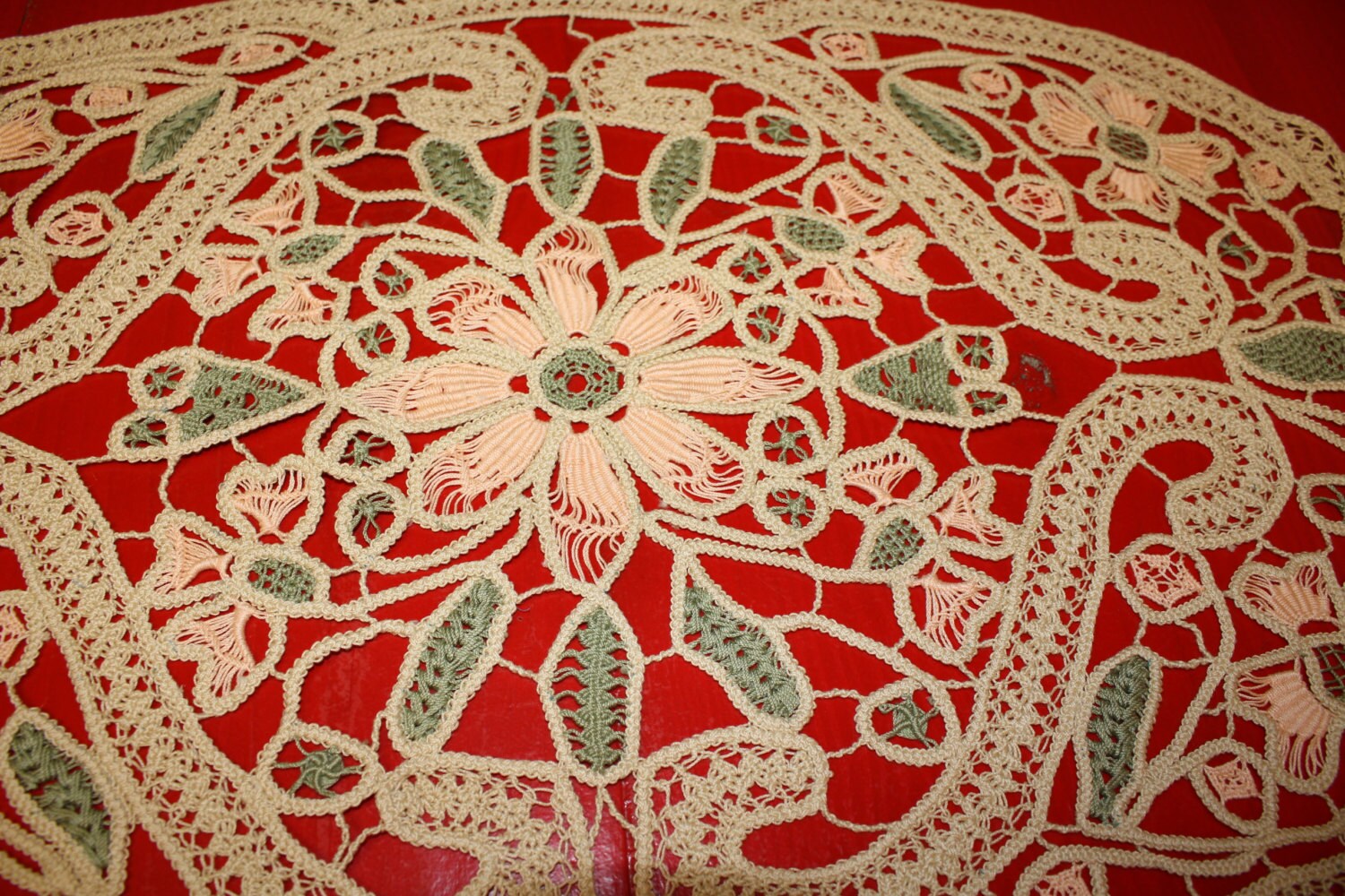 Romanian Point Lace Centerpiece in Pastel Colors Full Bloom - Etsy