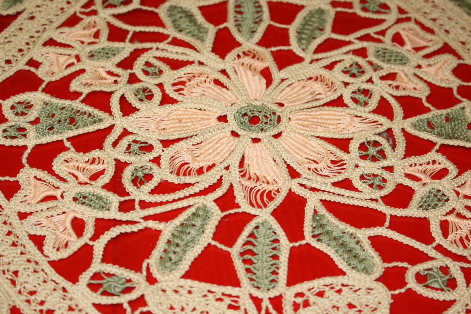 Romanian Point Lace Centerpiece in Pastel Colors Full Bloom - Etsy