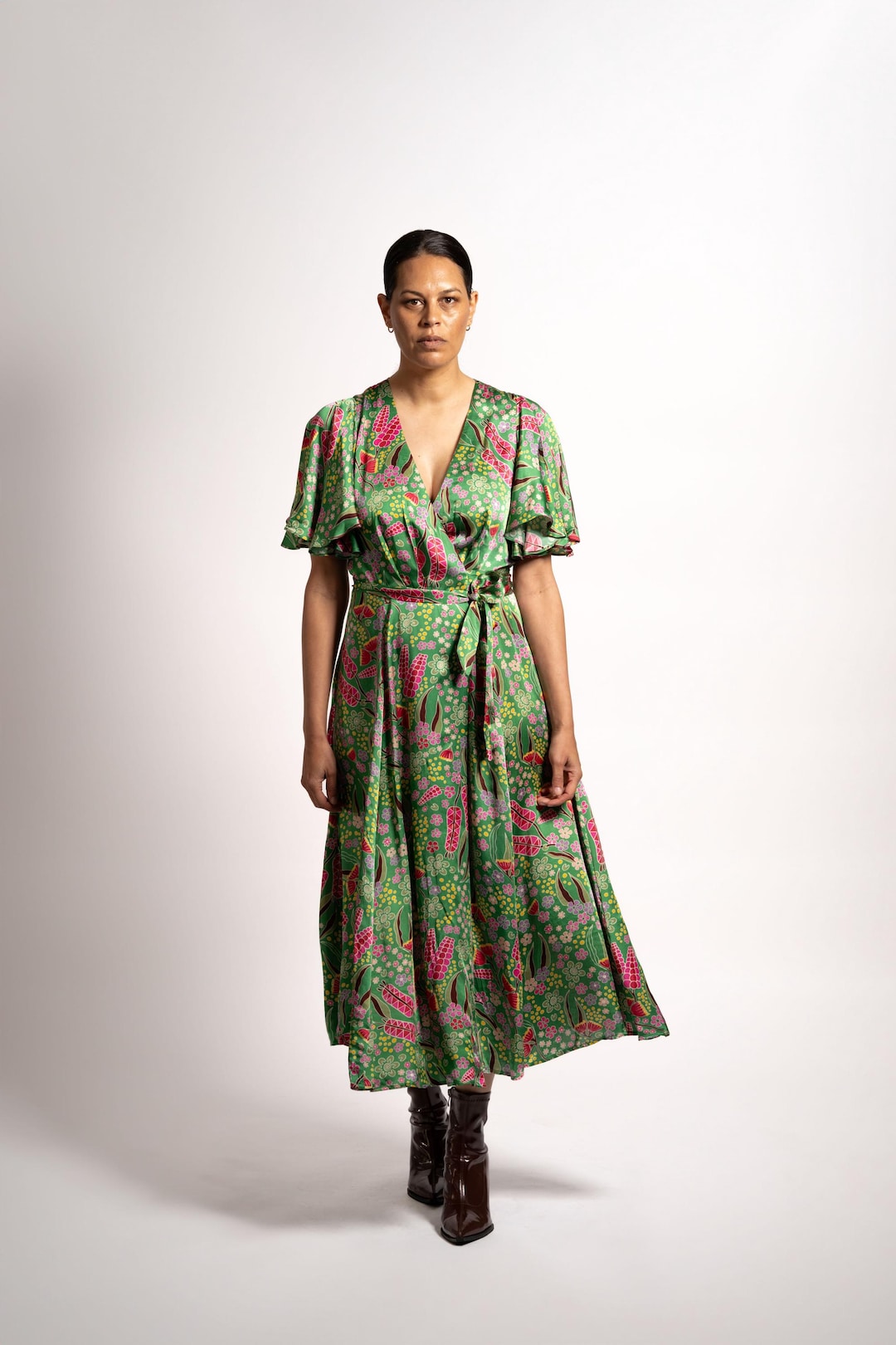 Nevae Wrap Dress With Sleeves Boodja - Etsy