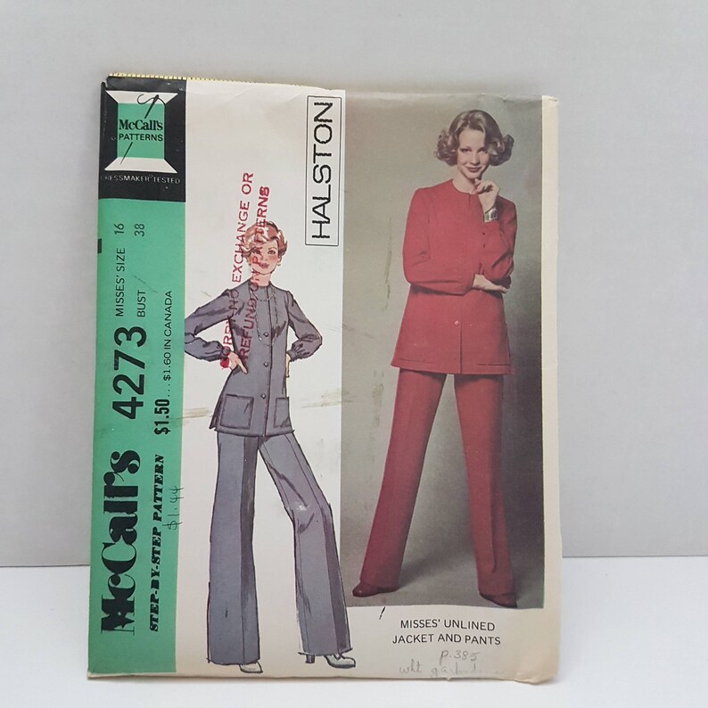 Mccall's Jacket and Pants Sewing Pattern 4273 - Etsy