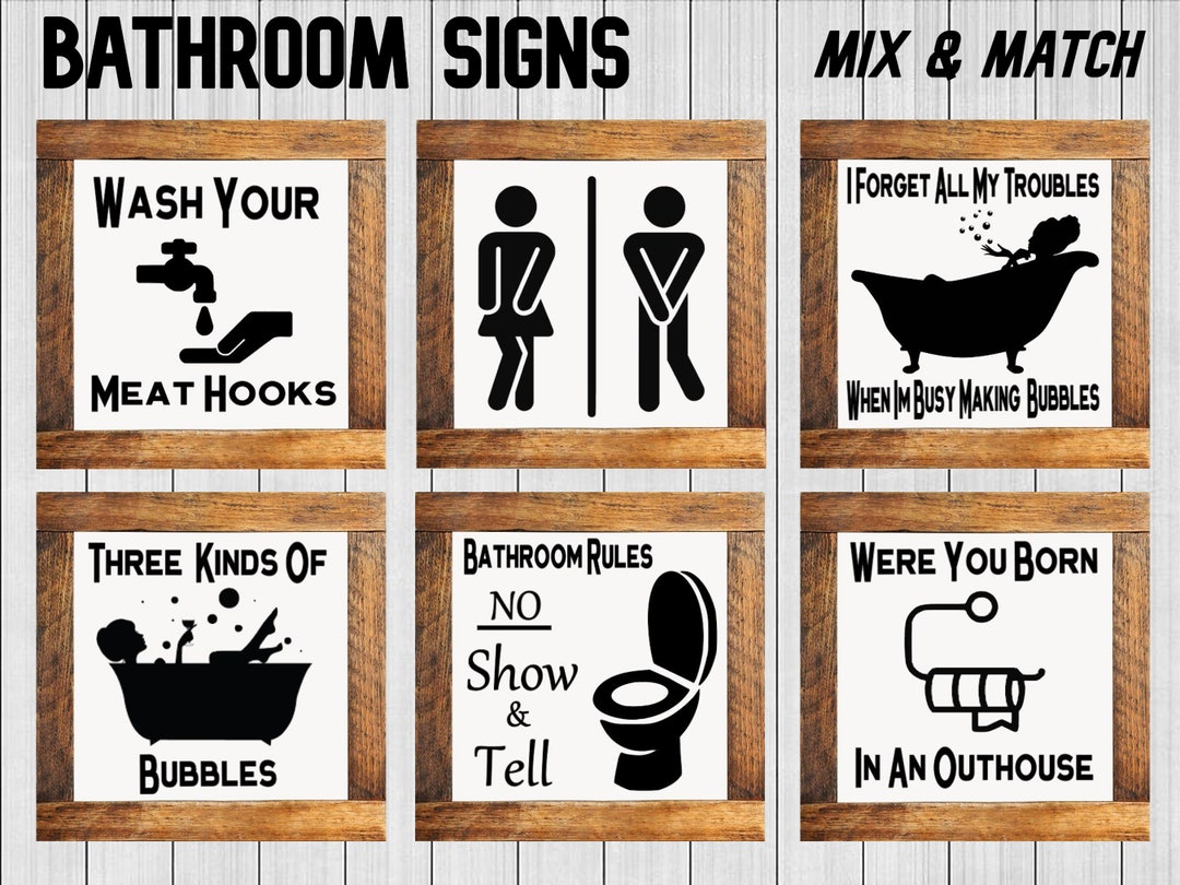 Bathroom Mini Signs Mix & Match Original Designs - Etsy