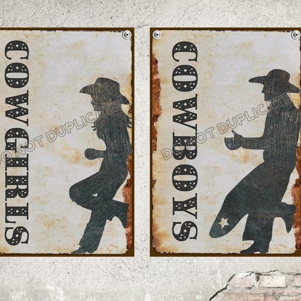Cowboy and Cowgirl Bathroom Signs - Etsy