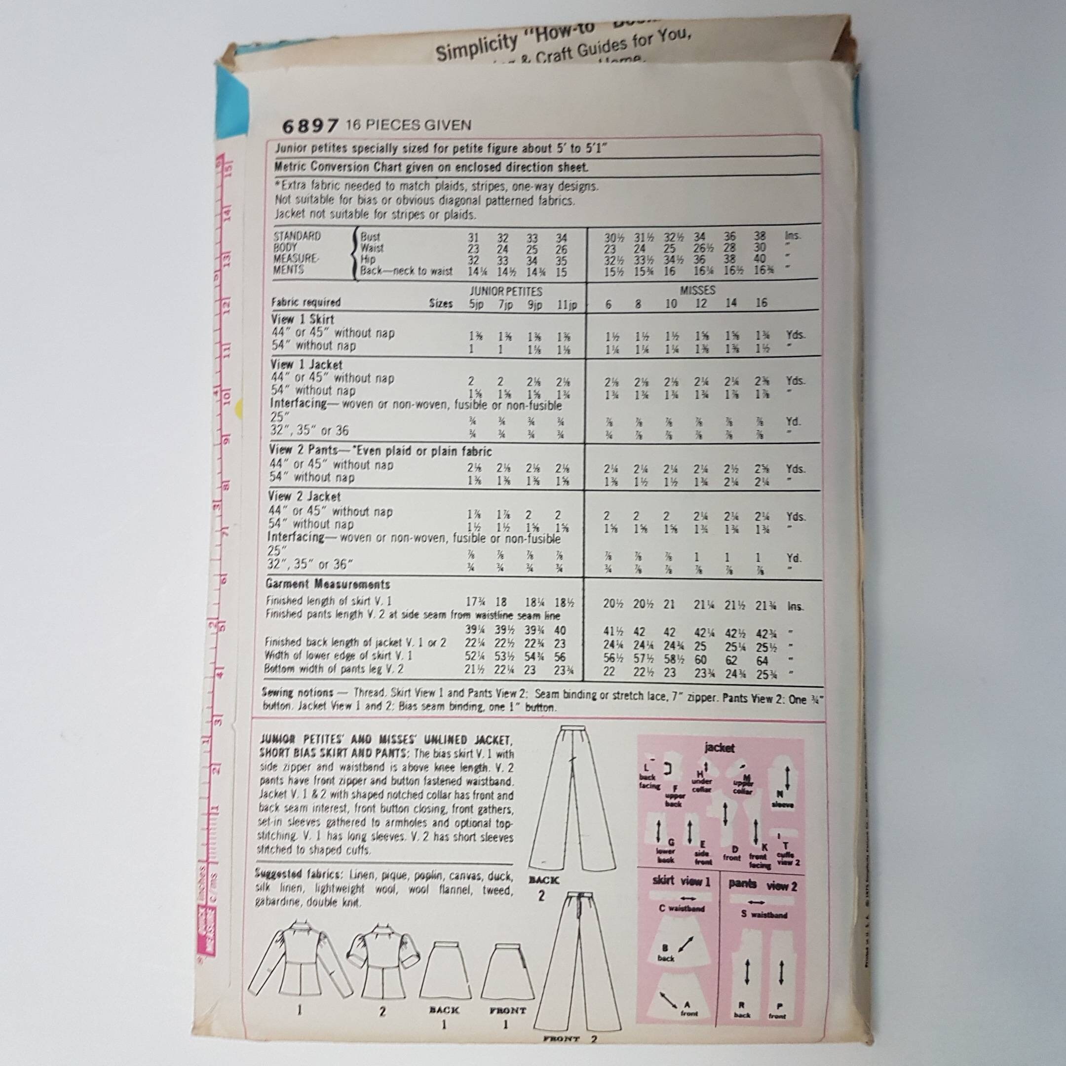Simplicity Sewing Pattern 6897 - Etsy