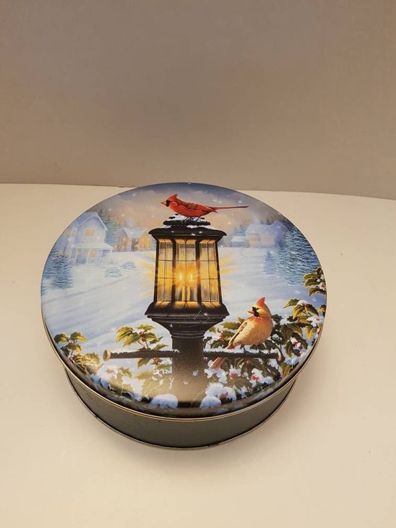 Vintage Tin Can With Cardinal Antique Storage Container / Box - Etsy