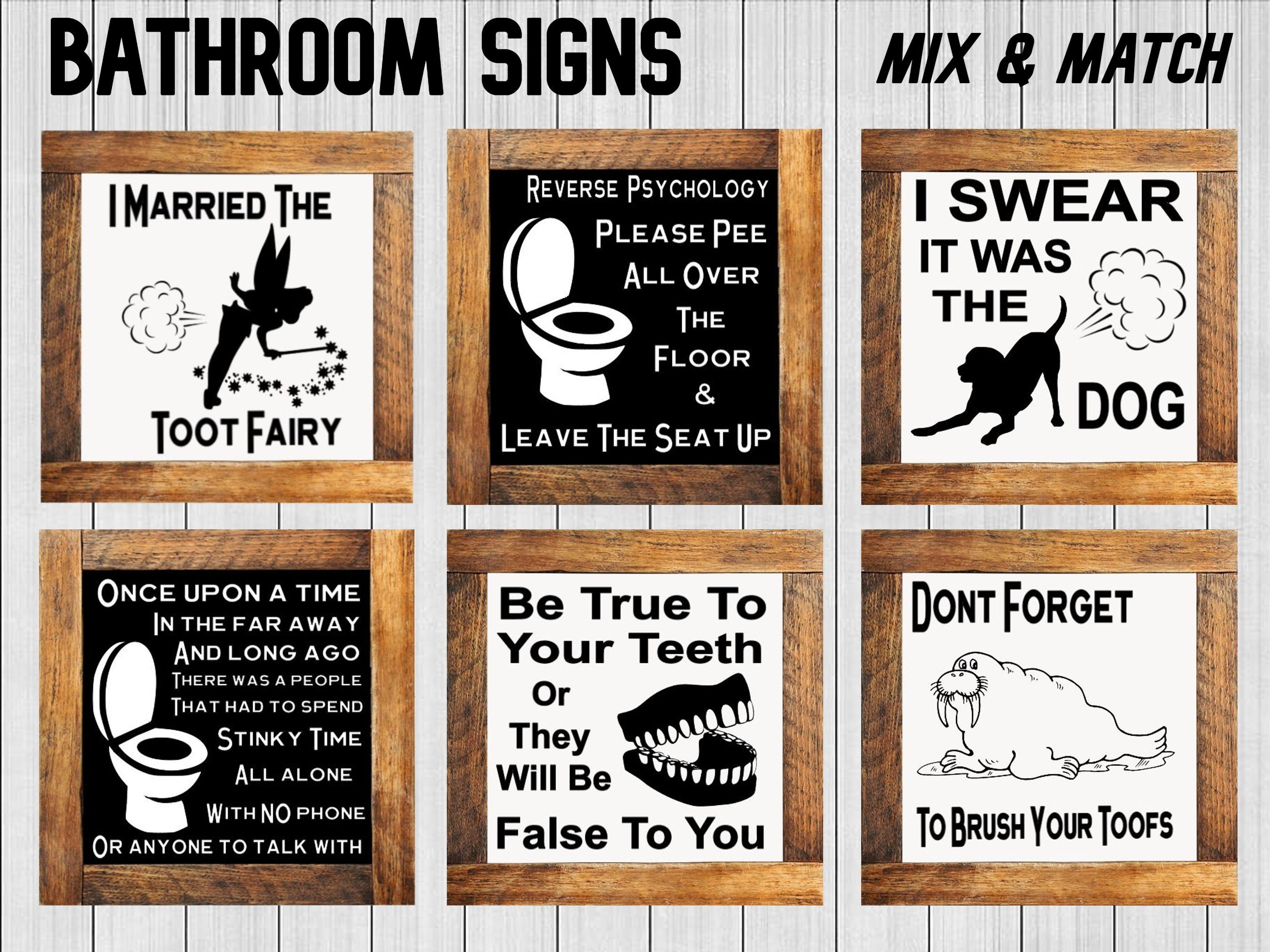 Bathroom Mini Signs Mix & Match Original Designs - Etsy