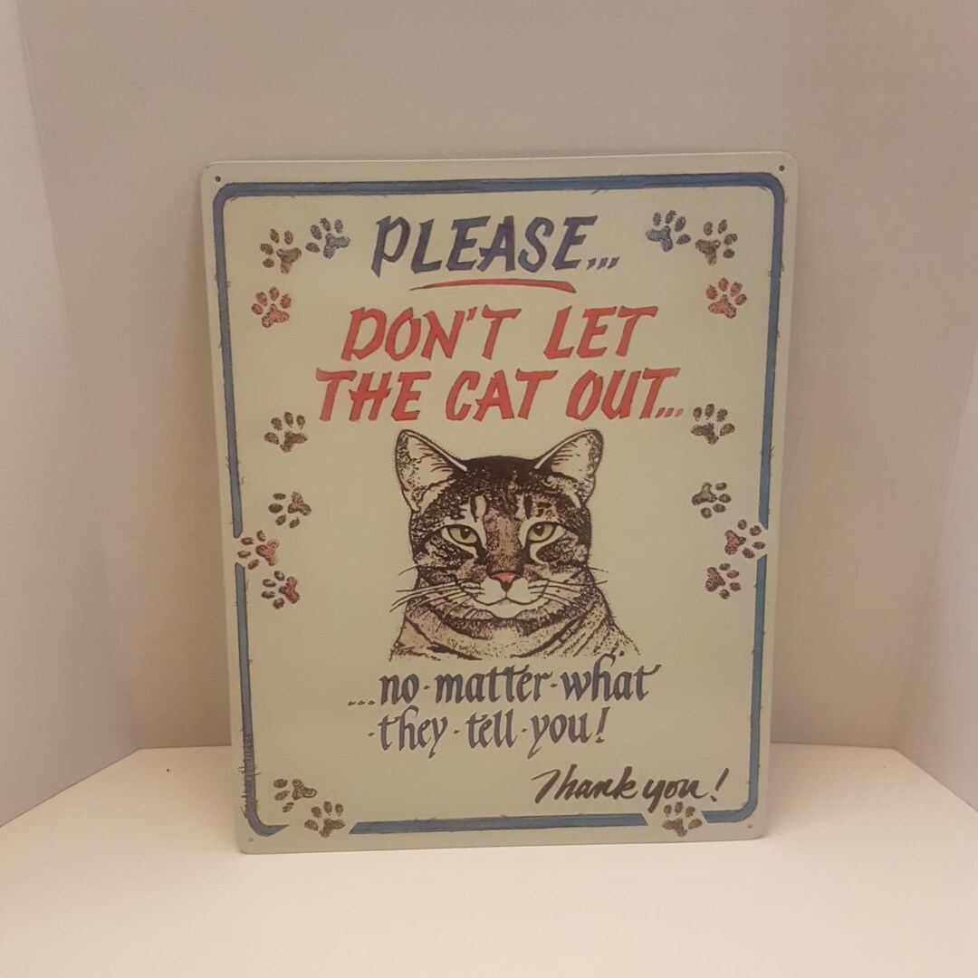 Really Cute Tin Cat Sign - Etsy